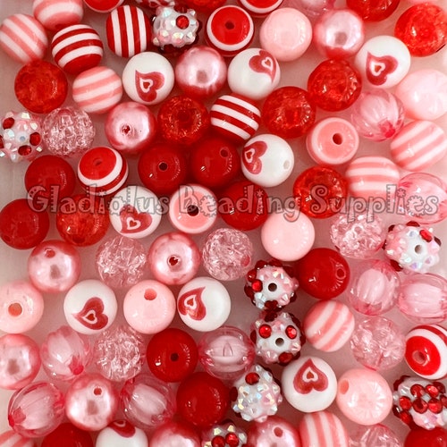 100 Qty 12mm Beads Valentine 6 Mixed Set Acrylic Beads - Etsy