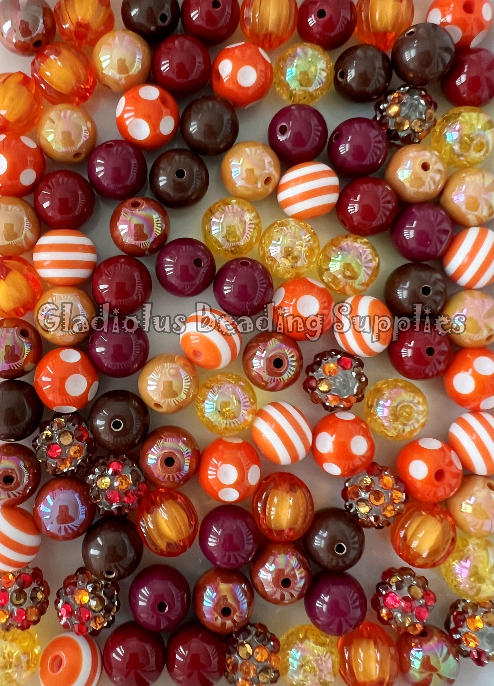 100 Qty 12mm Bead, Fall Beads, Acrylic Beads, Bubblegum Beads in Bulk ...
