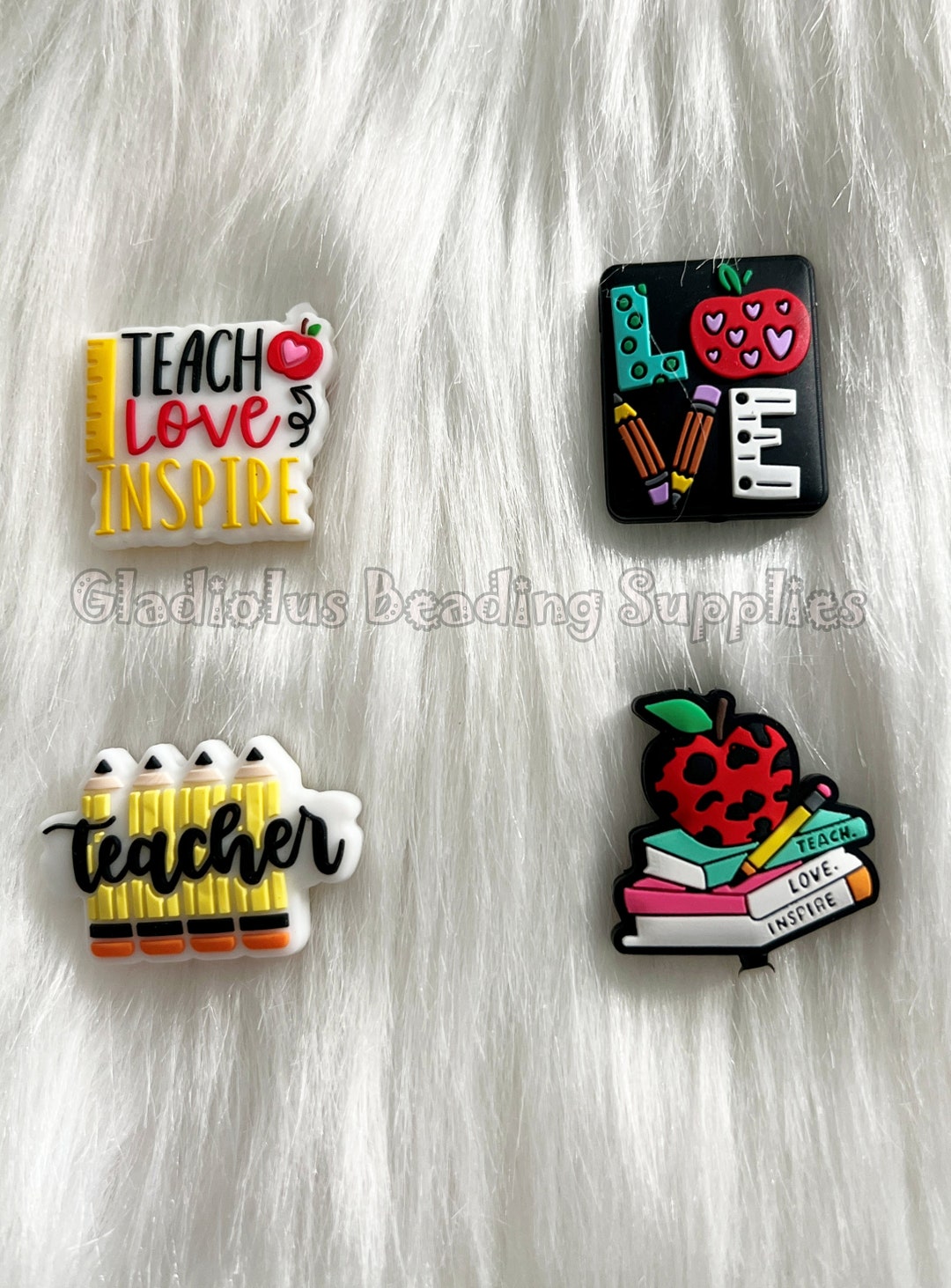 30mm, Best Teacher Ever, Teacher Beads, Focal Beads, Focal Silicone ...