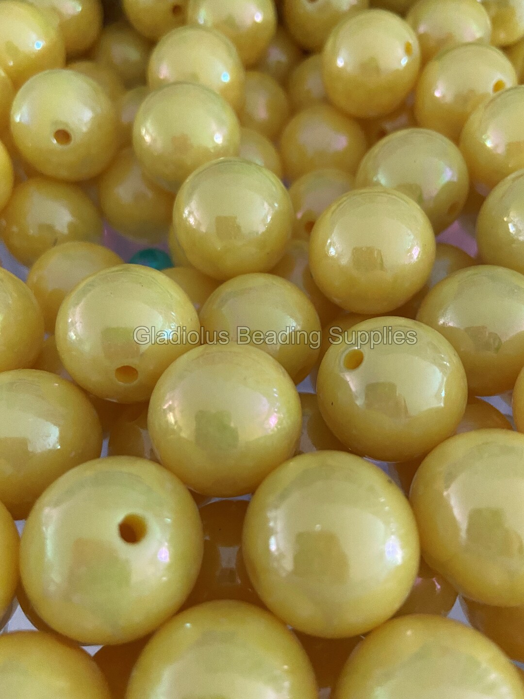 20mm Ab Yellow Color Beads, Bubblegum Beads, Acrylic Beads, Chunky ...