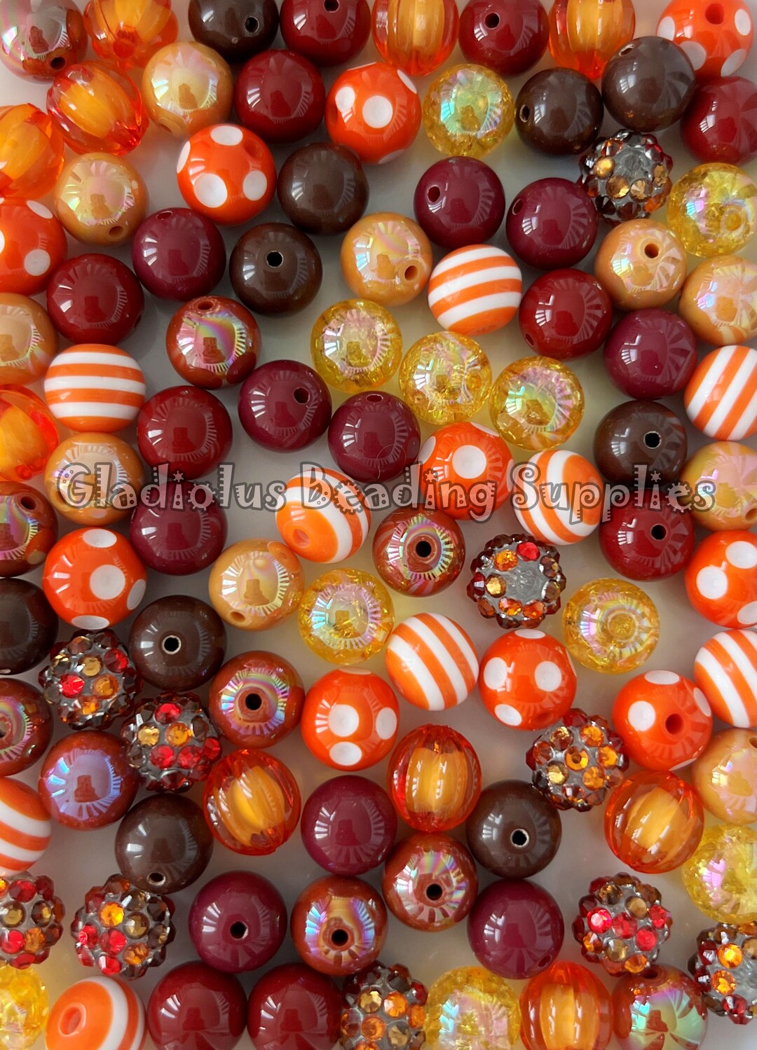 100 Qty 12mm Bead, Fall Beads, Acrylic Beads, Bubblegum Beads in Bulk ...