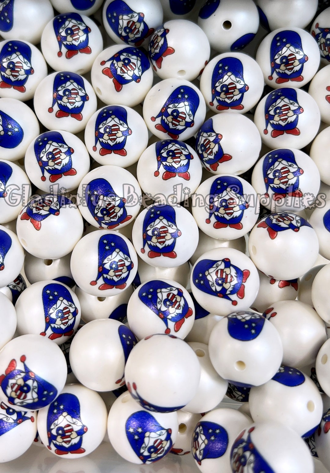 20mm Gnome Bead, 4th of July, Chucky Bubblegum Beads, Acrylic Gumball ...