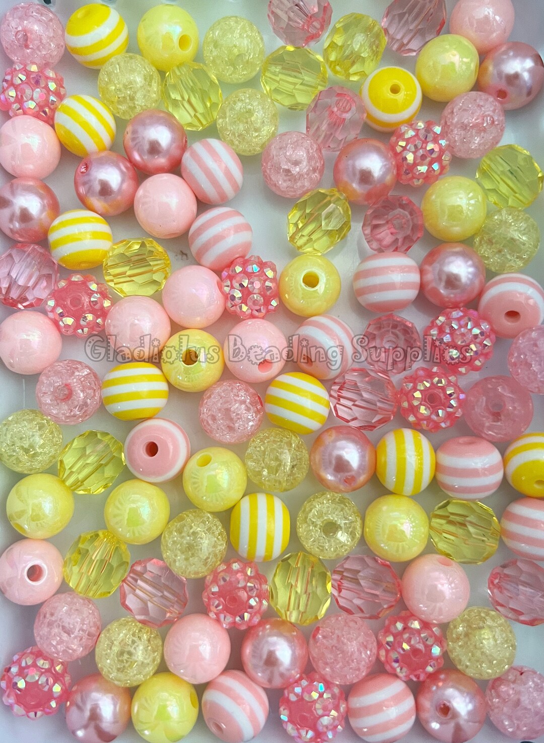 100 Qty 12mm Beads, Colorful Mixed Beads, Acrylic Beads, Chunky ...
