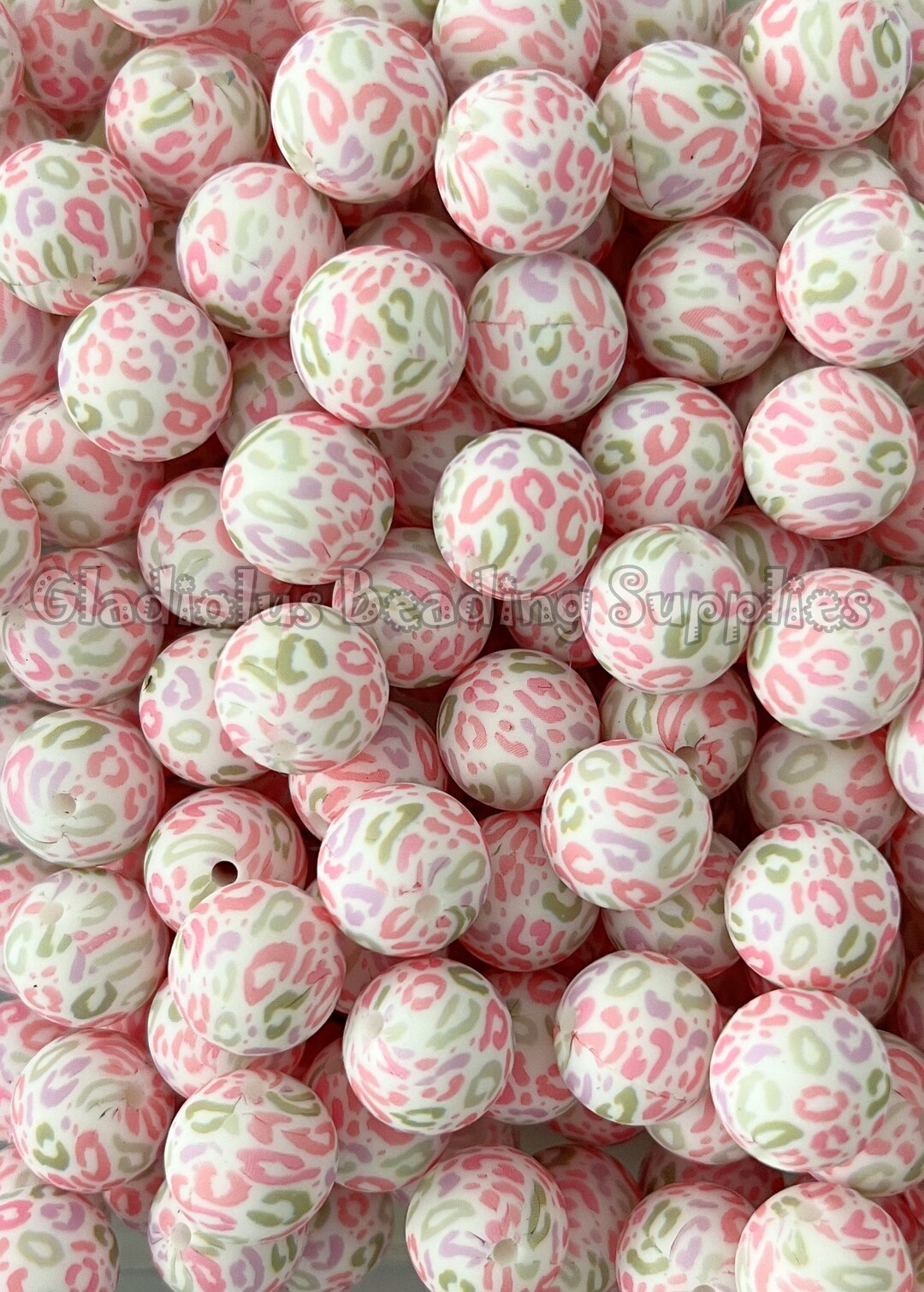15mm Beads, Pink Floral Print Beads, Silicone Print Beads, Wholesale ...