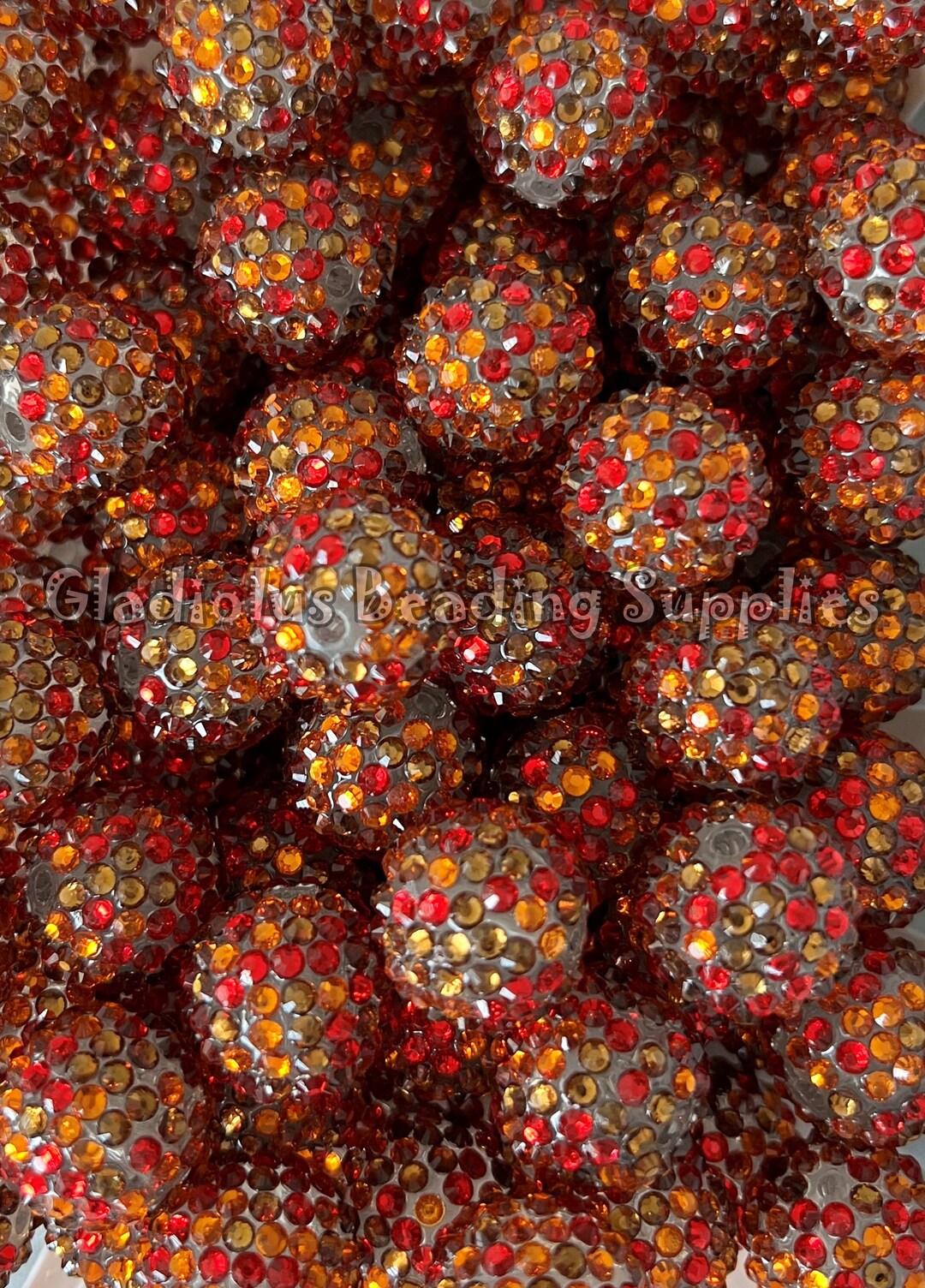20mm Bead, Fall Dot, Rhinestone Bubblegum Bead, Gumball Beads, Acrylic ...