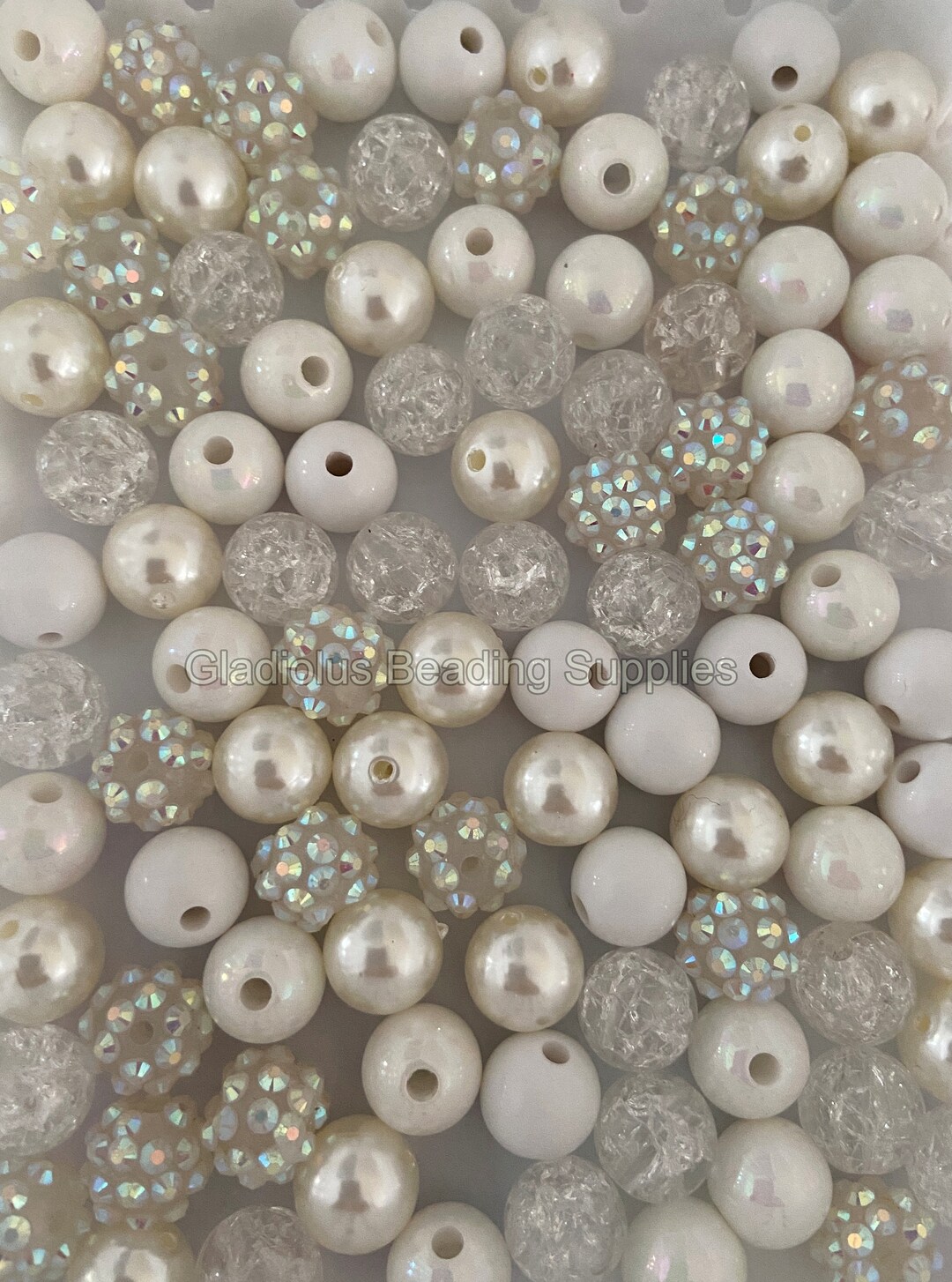100 Qty 12mm Beads White Set Beads Craft Acrylic Beads Chunky Bubblegum ...