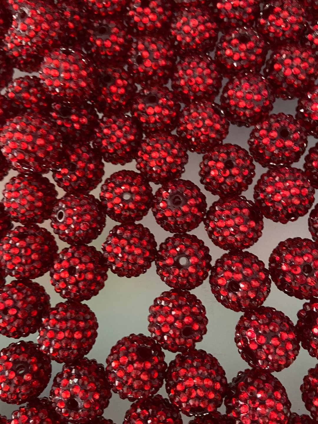 20mm Beads Red, Rhinestone Bubblegum Bead, Resin Beads in Bulk, Chunky ...