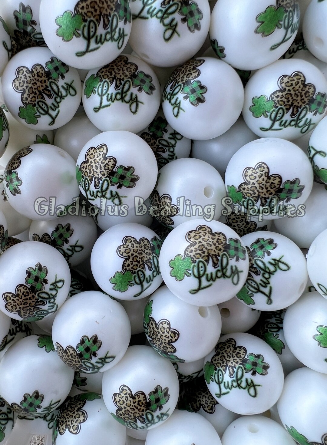 20mm Cheetah Clover, Patrick Print Beads, Chucky Bubblegum Beads ...