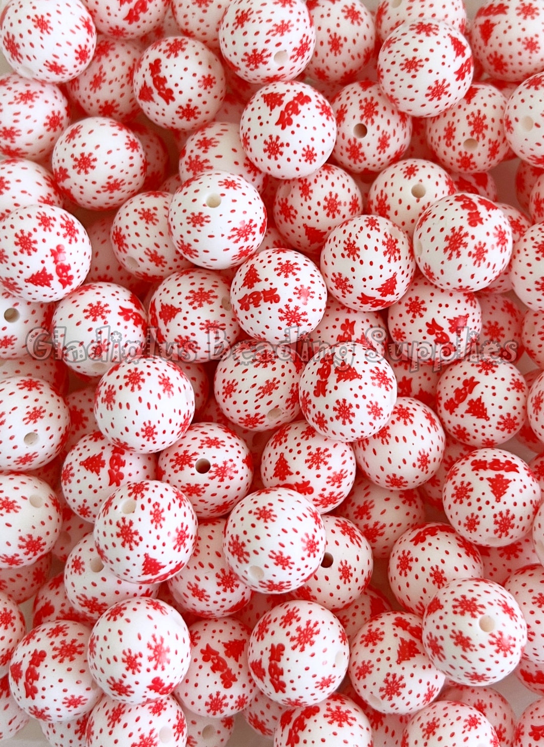 15mm Beads, Snowflake Silicone Beads, Silicone Print Beads, Crafting ...