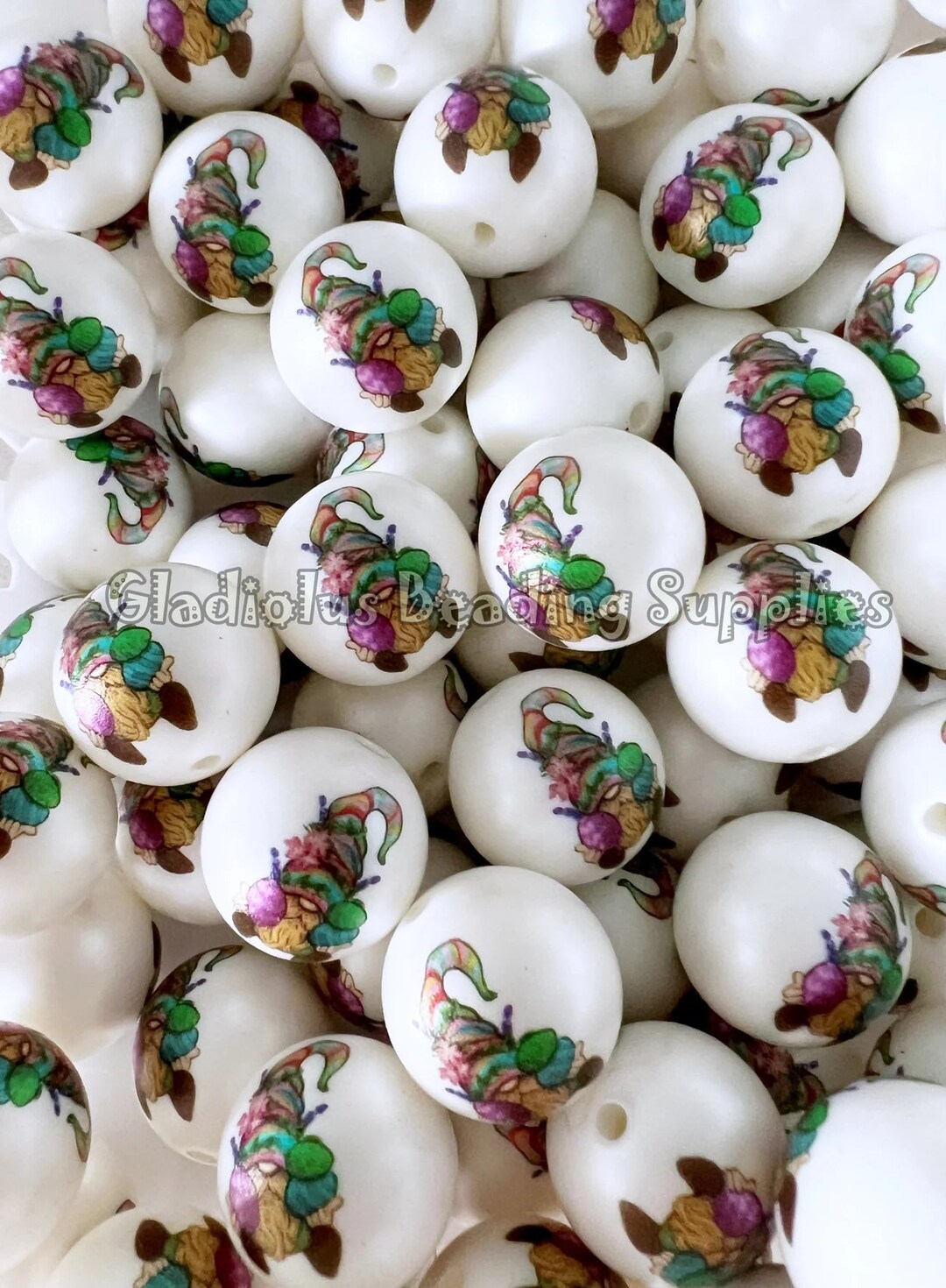 20mm Gnome, Print Beads, Chucky Bubblegum Beads, Acrylic Beads, Gumball ...