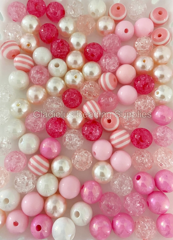 100 Qty 12mm Beads Pink Set Beads Craft Acrylic Beads - Etsy