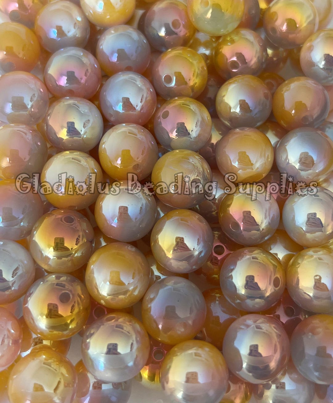 16mm Sunshine, UV Beads, Acrylic Shiny Beads, Bubblegum Beads, Loose ...