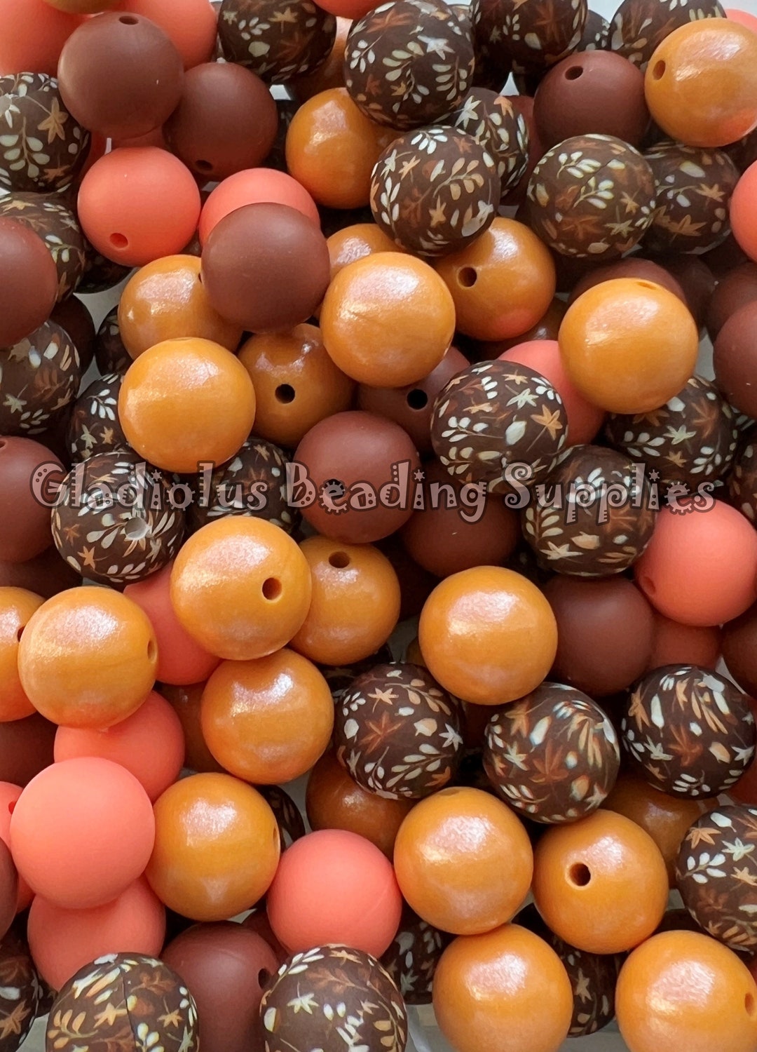 15mm Fall Flower Mixed Beads, Silicone Beads, Thanksgiving Beads, Fall ...