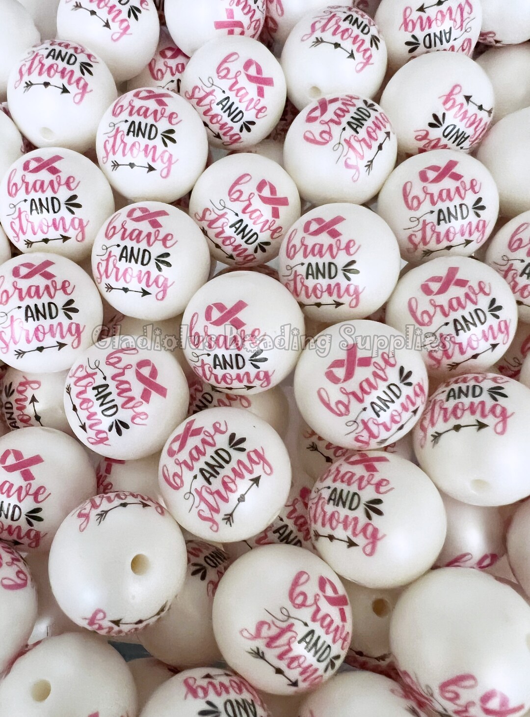 20mm Brave and Strong Print Beads, Chucky Bubblegum Beads, Acrylic ...
