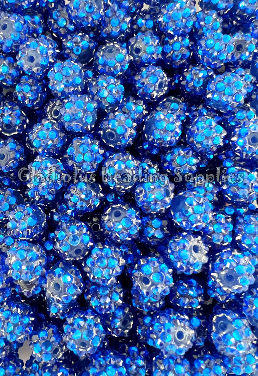 12mm Navy Rhinestone Beads, Acrylic Rhinestone Beads, Bubblegum Beads, Loose Beads, Chunky Beads ...