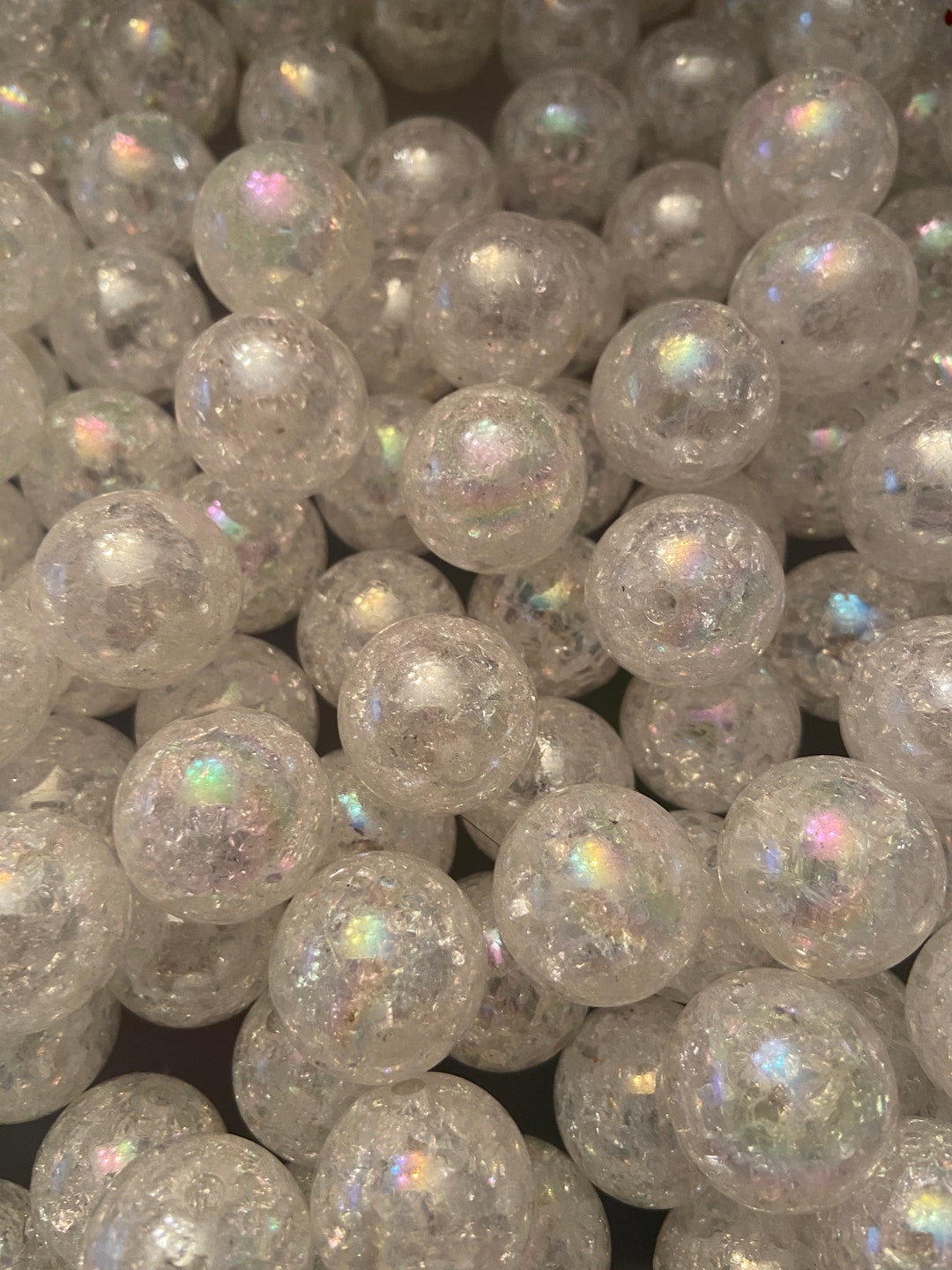 20mm Beads, White Clear, Acrylic Beads, Cracked Beads, Chunky Bubblegum ...