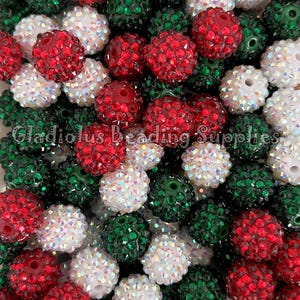 16mm Mixed Christmas Rhinestone Beads, Rhinestone Beads, Bubblegum ...