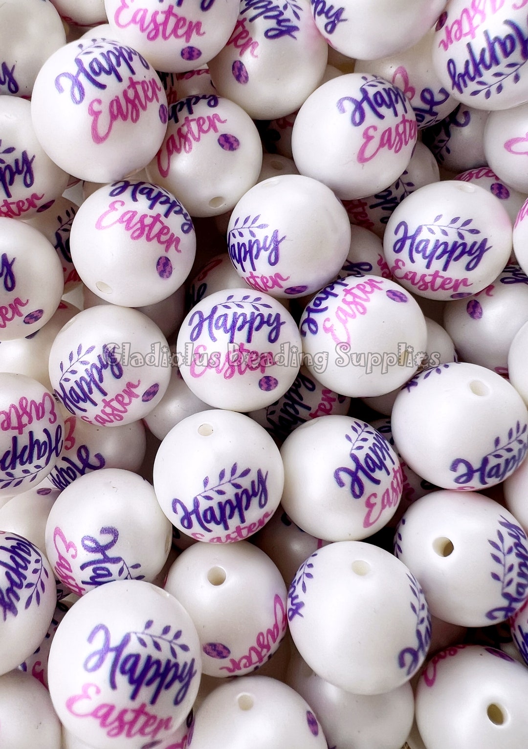 20mm Happy Easter, Print Beads, Chucky Bubblegum Beads, Acrylic Beads ...
