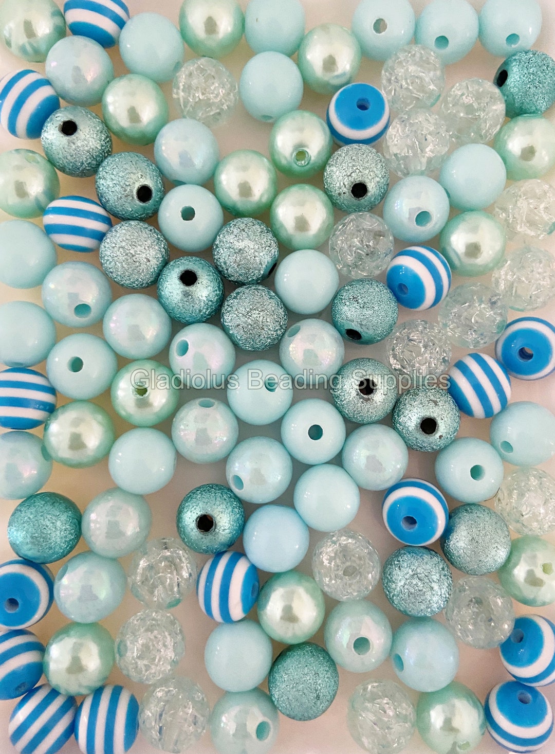 100 Qty 12mm Beads, Blue Mixed Set, Acrylic Beads, Chunky Bubblegum ...