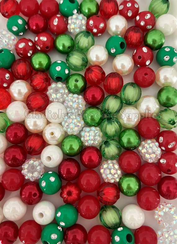 12mm Beads Christmas Set 2 Loose Beads Acrylic Beads - Etsy