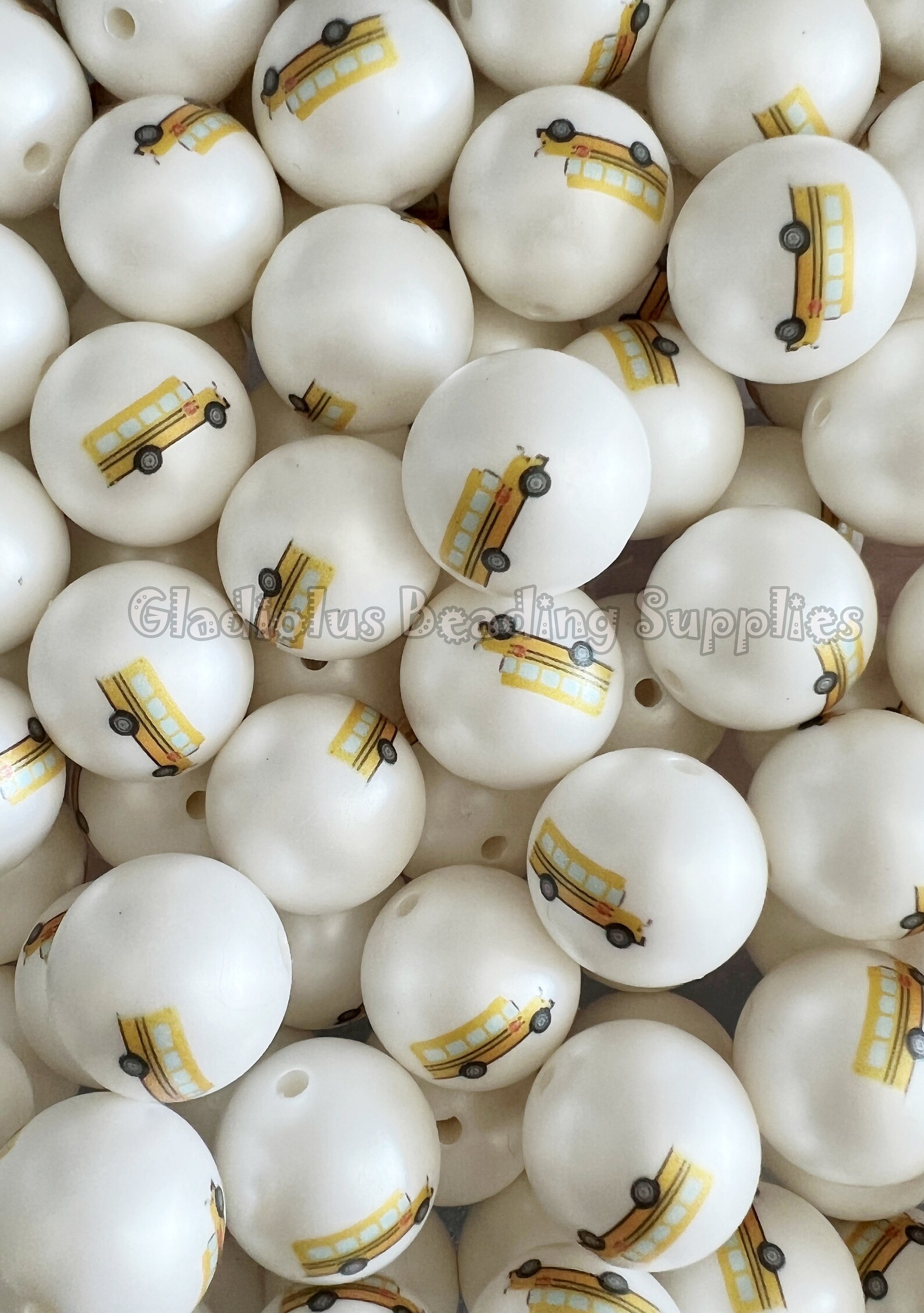 20mm School Bus Prints Chucky Bubblegum Beads Acrylic Matte - Etsy