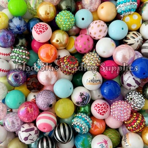 20mm Beads, Randomly Assorted Mixed Set, Bubblegum Beads, Chunky ...