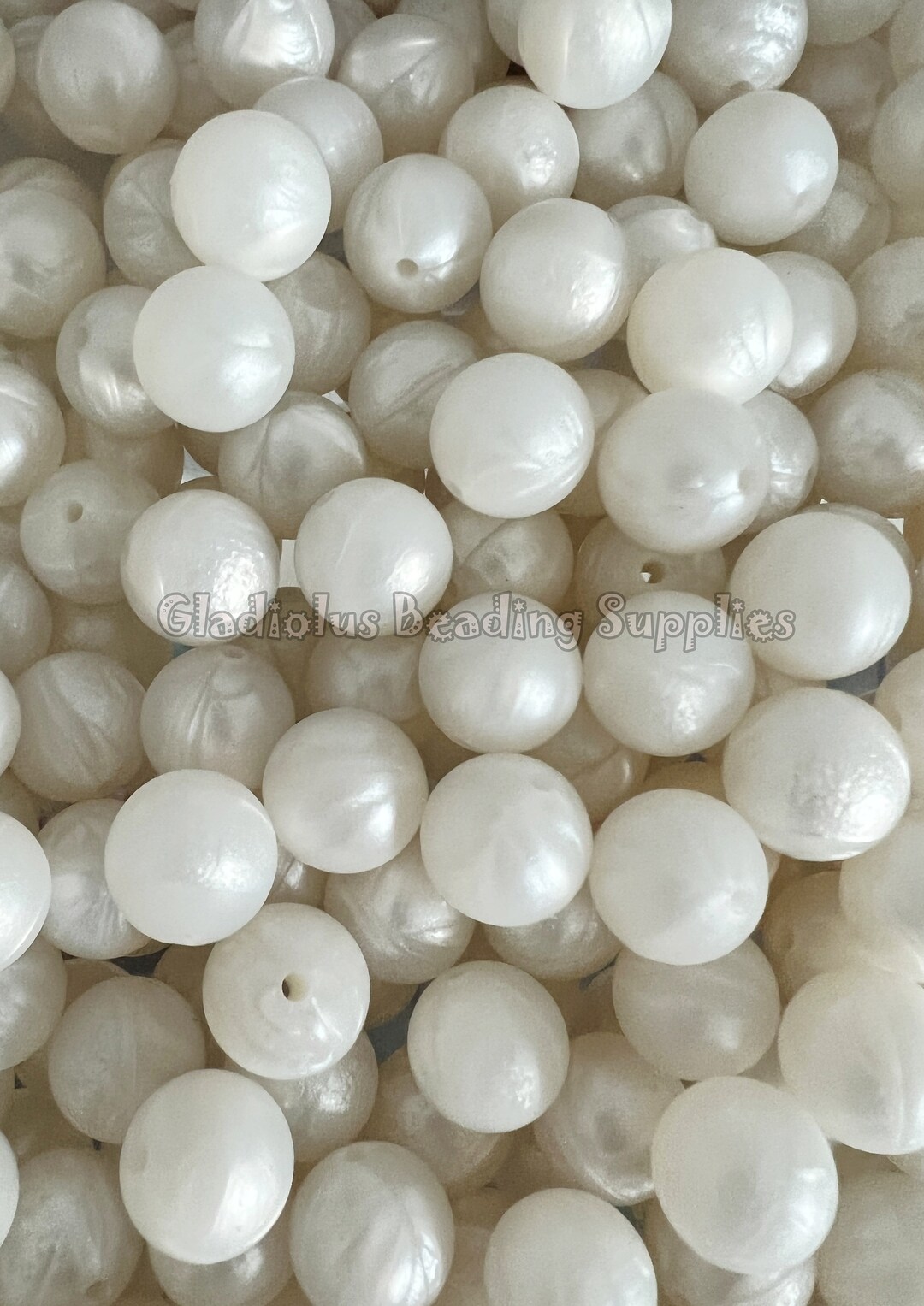 15mm Bead, White Metallic Silicone Beads, Solid Beads, Colorful Beads ...