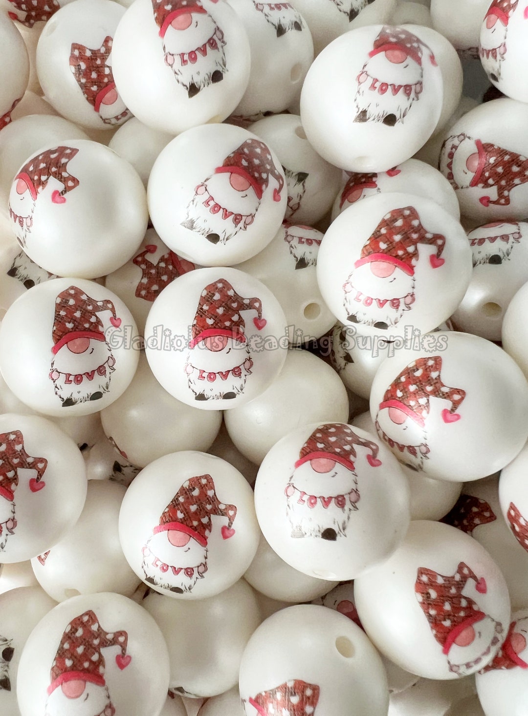 20mm Valentine Gnome Beads, Chucky Bubblegum Beads, Matte Beads ...