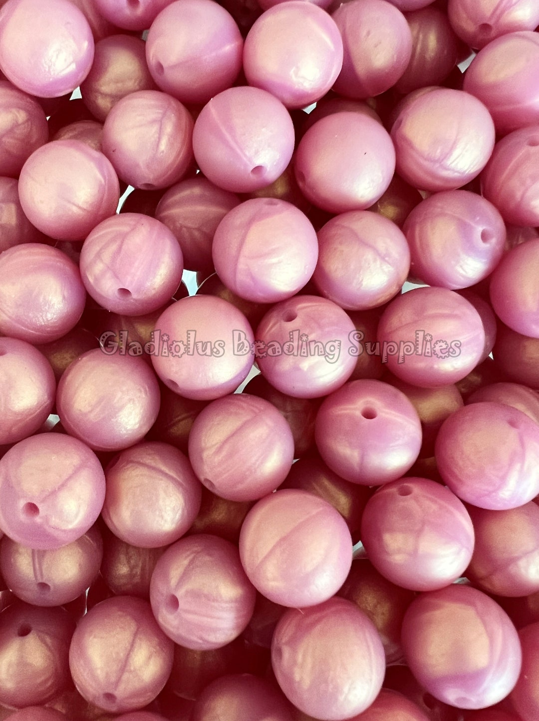15mm Bead, Rose Gold, Metallic Silicone Beads, Solid Beads, Colorful ...