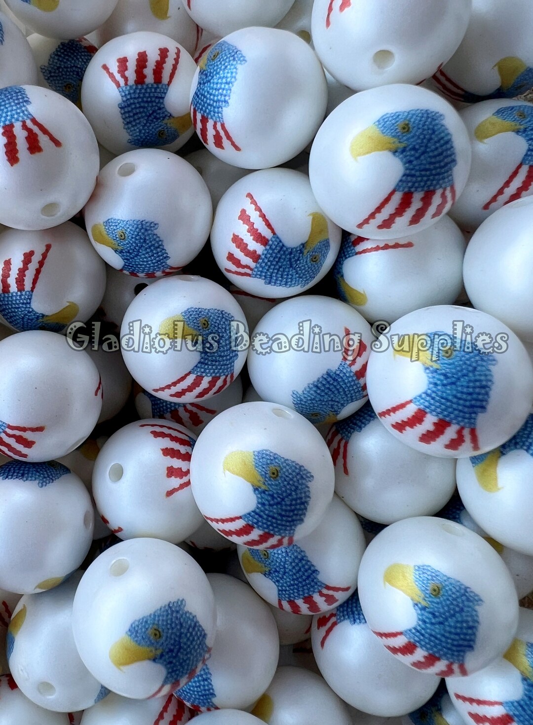20mm Bird Bead, 4th of July, Chucky Bubblegum Beads, Acrylic Gumball ...