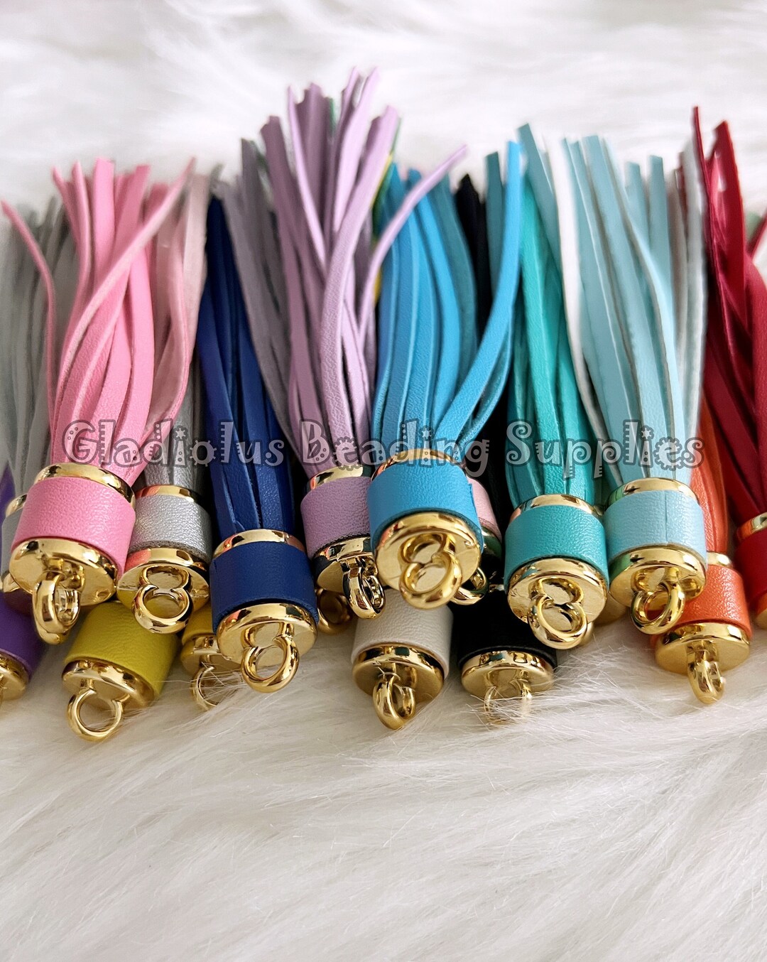 108mm Gold Cap, Tassels for Keychain, Silver Tassels, Faux Leather ...