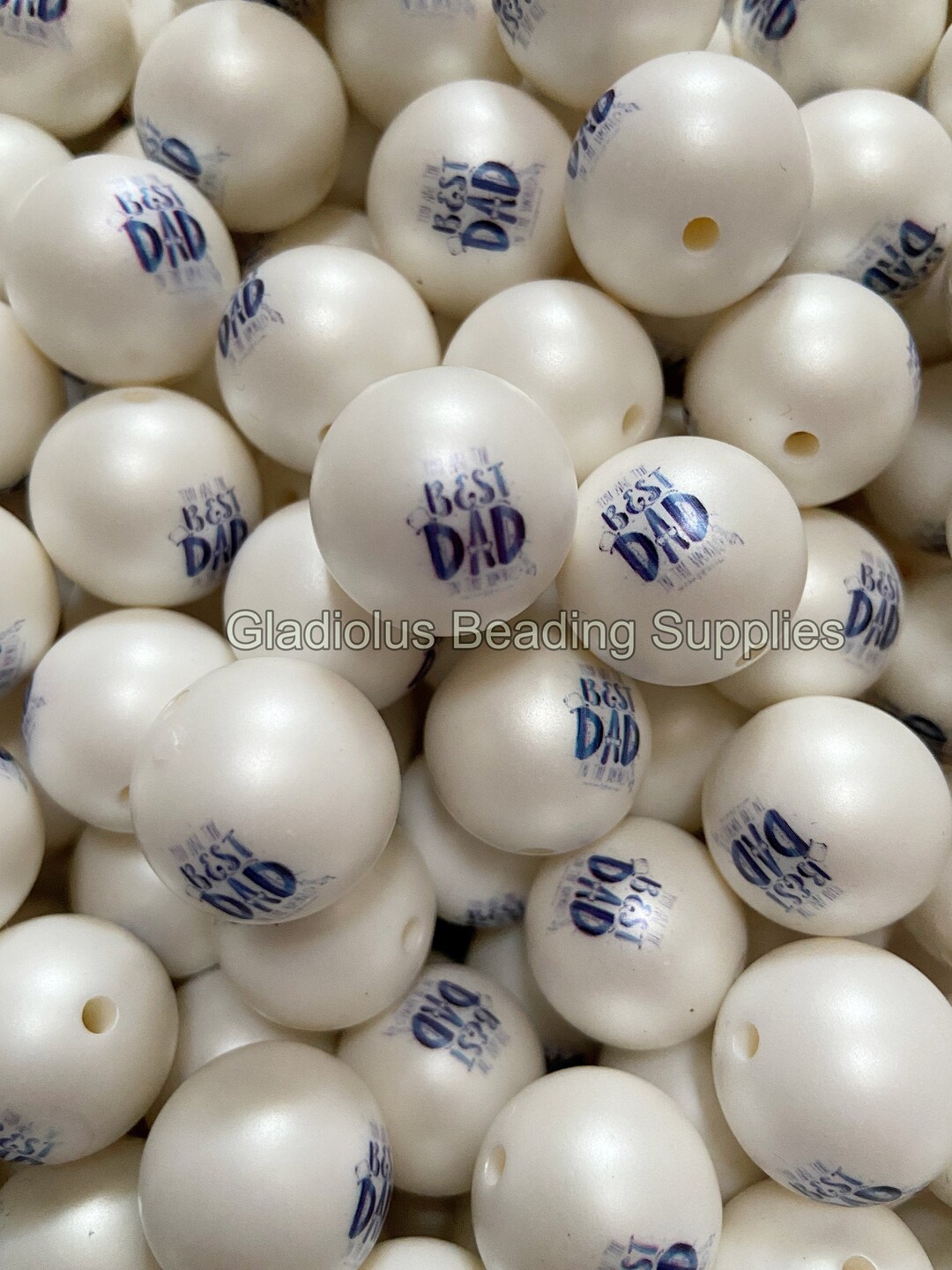 20mm Best Dad Print Beads - Chucky Bubblegum Beads - Acrylic Matte ...