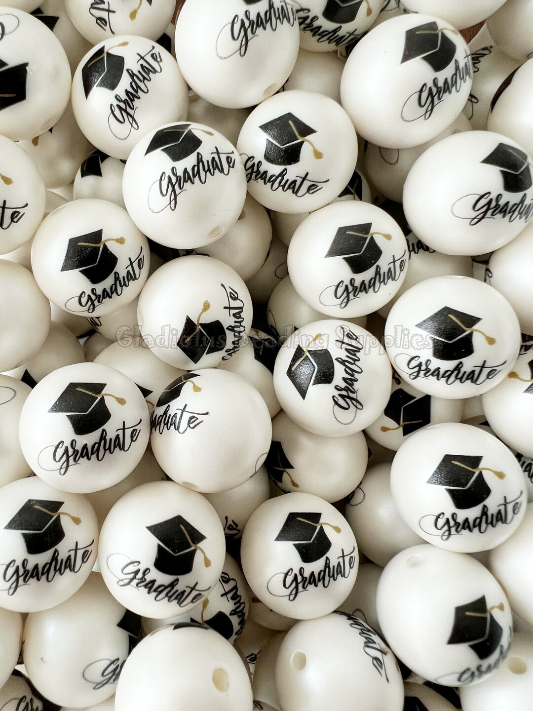 20mm Graduate #3 Print Beads, Graduate Beads, Chucky Bubblegum Beads ...