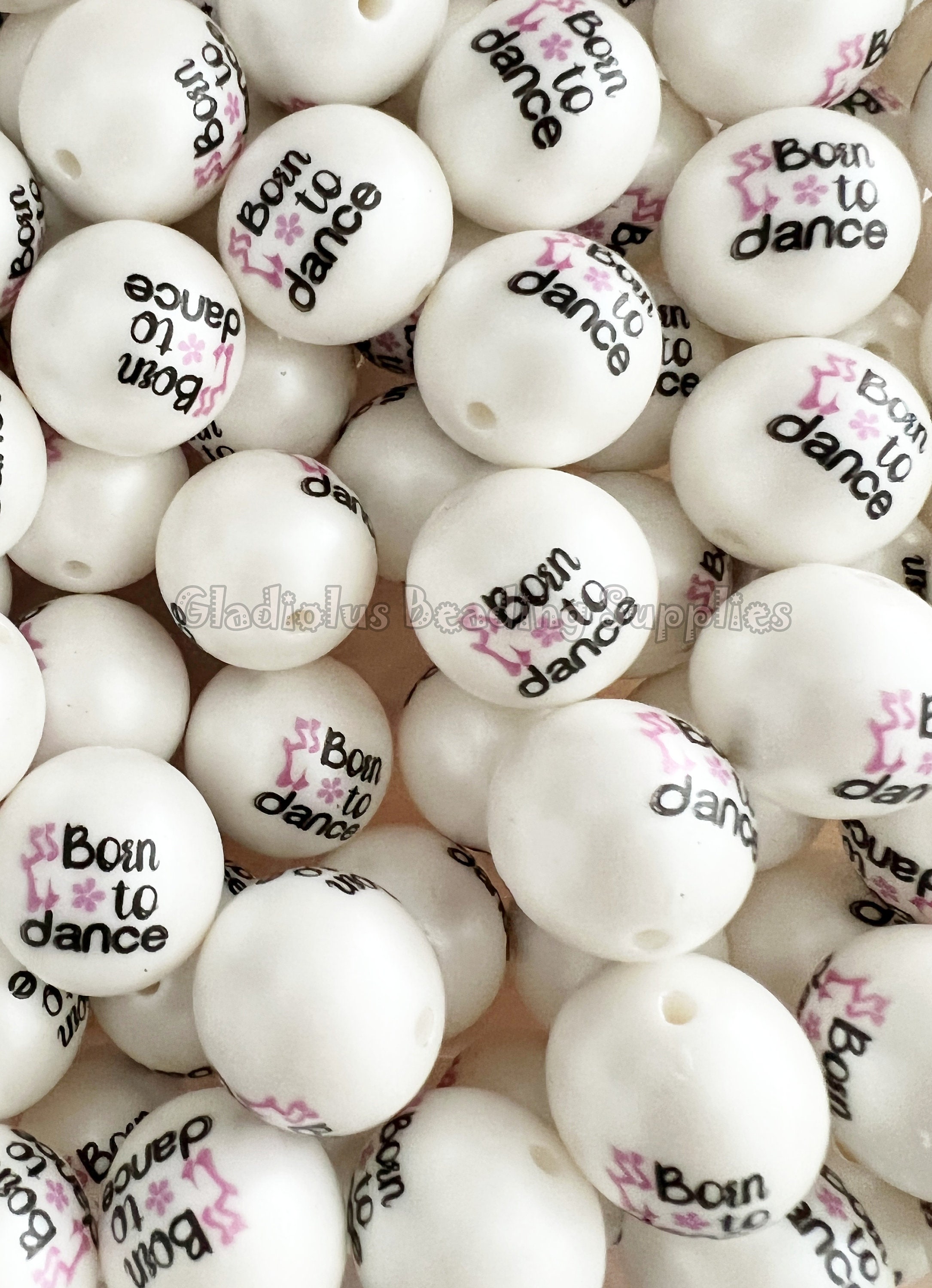 20mm Born to Dance Beads, Chucky Bubblegum Beads, Acrylic Matte Gumball ...