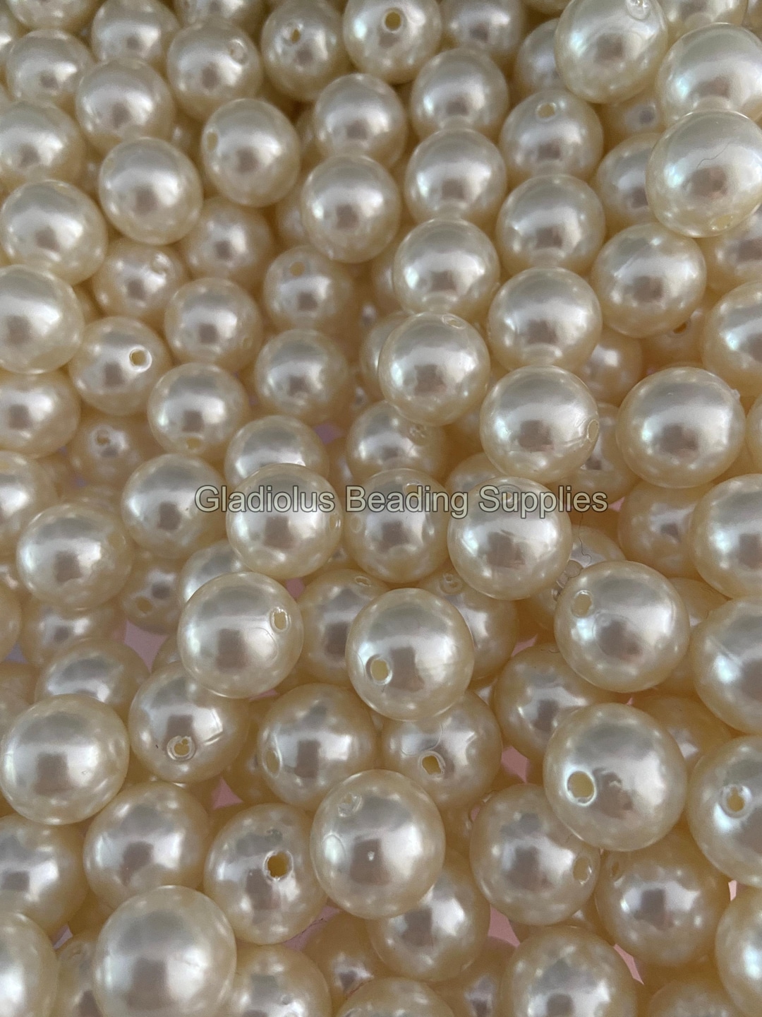 12mm Beads, White Pearl Look, Acrylic Beads, Chunky Bubble Gum Beads ...