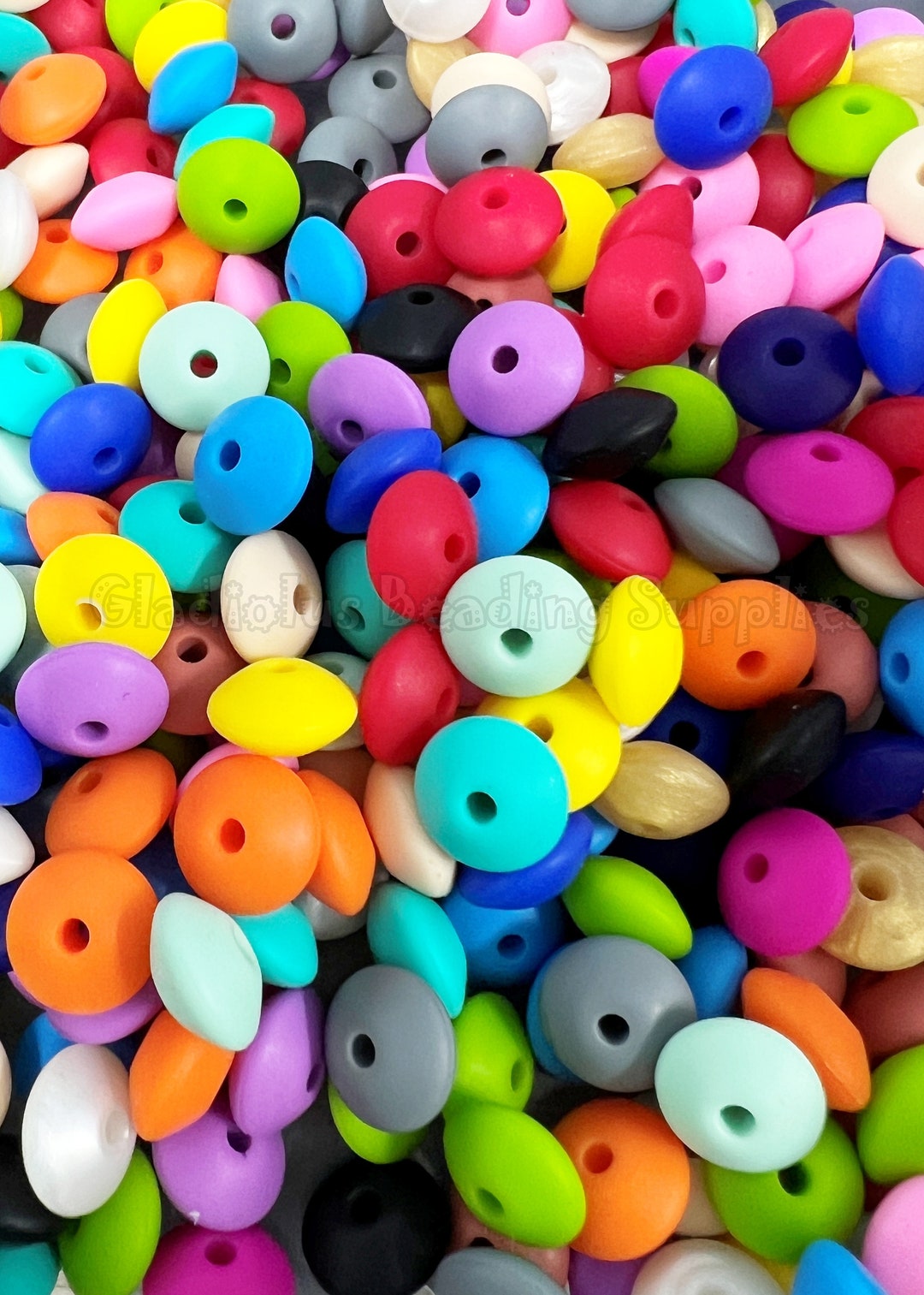 12mm Lentil Beads, Solid Silicone Beads, Spacer Beads, Silicone Beads ...