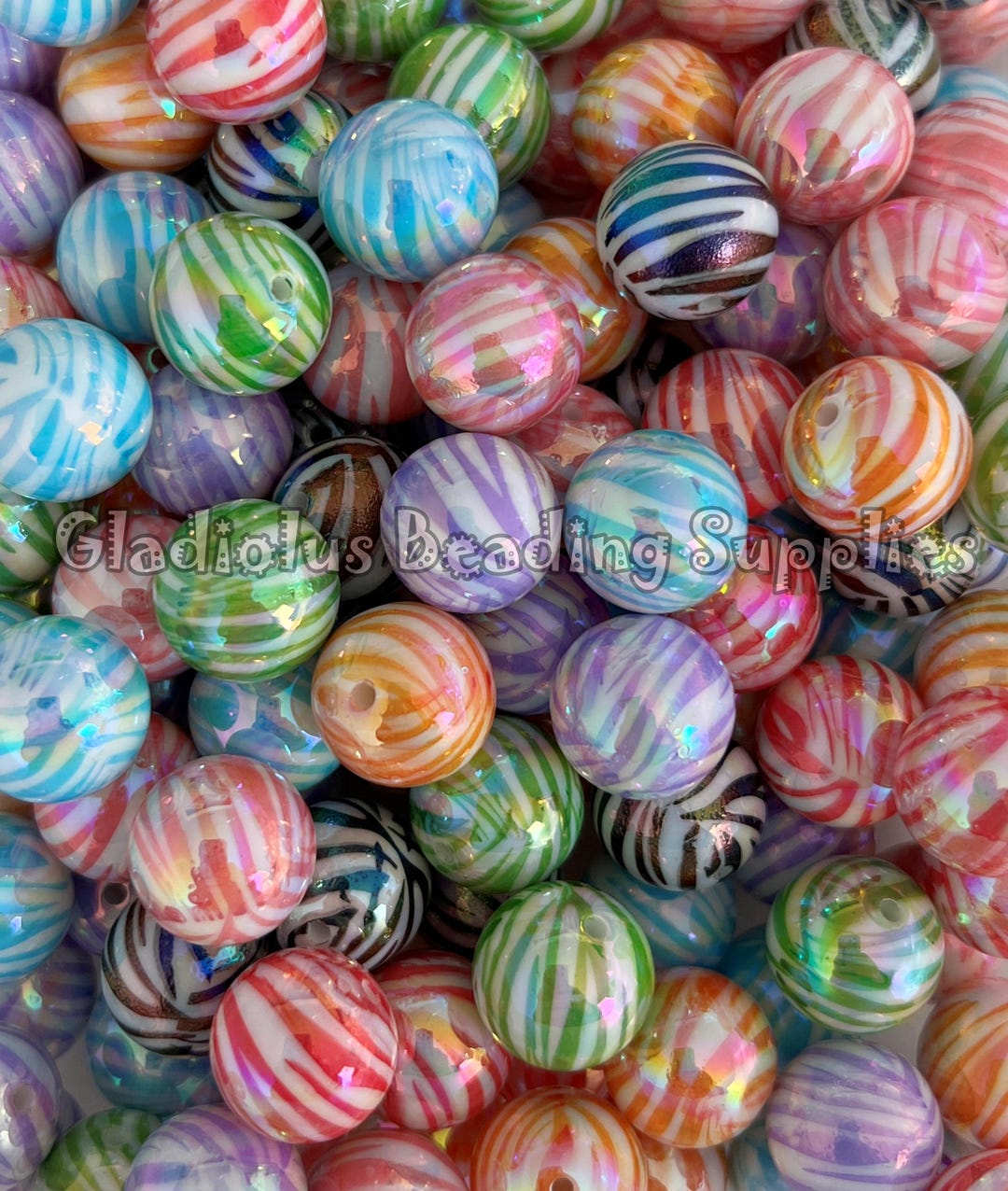 16mm Mixed Watermelon Candy Beads, UV Beads, Acrylic Shiny Beads ...