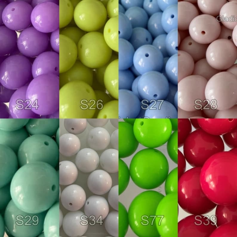 20MM Solid Chunky Beads, Chunky Bubblegum Beads, Acrylic Gumball Beads ...