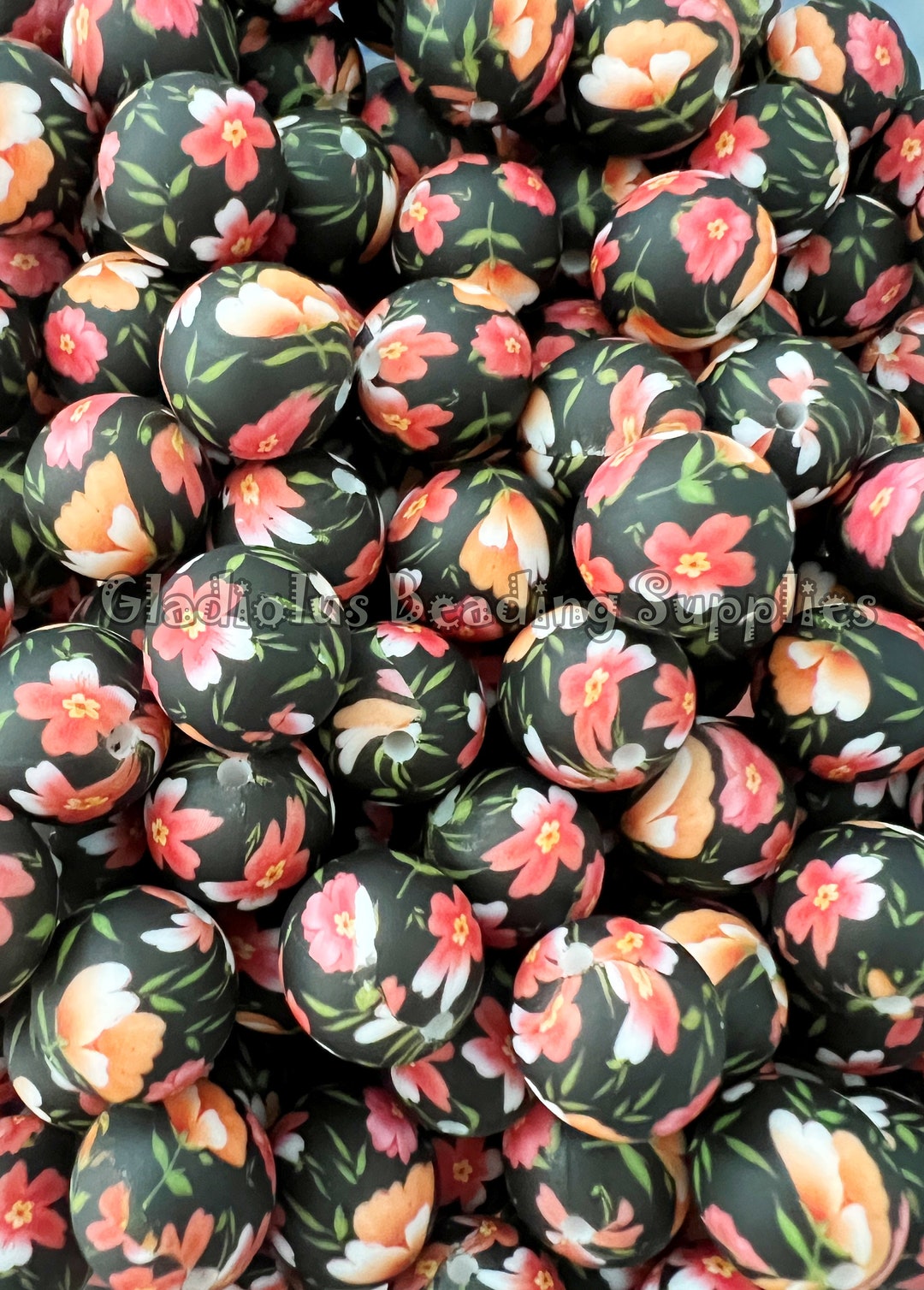 15mm Beads, Pink Flower Beads, Colorful Beads, Silicone Beads, Bulk ...