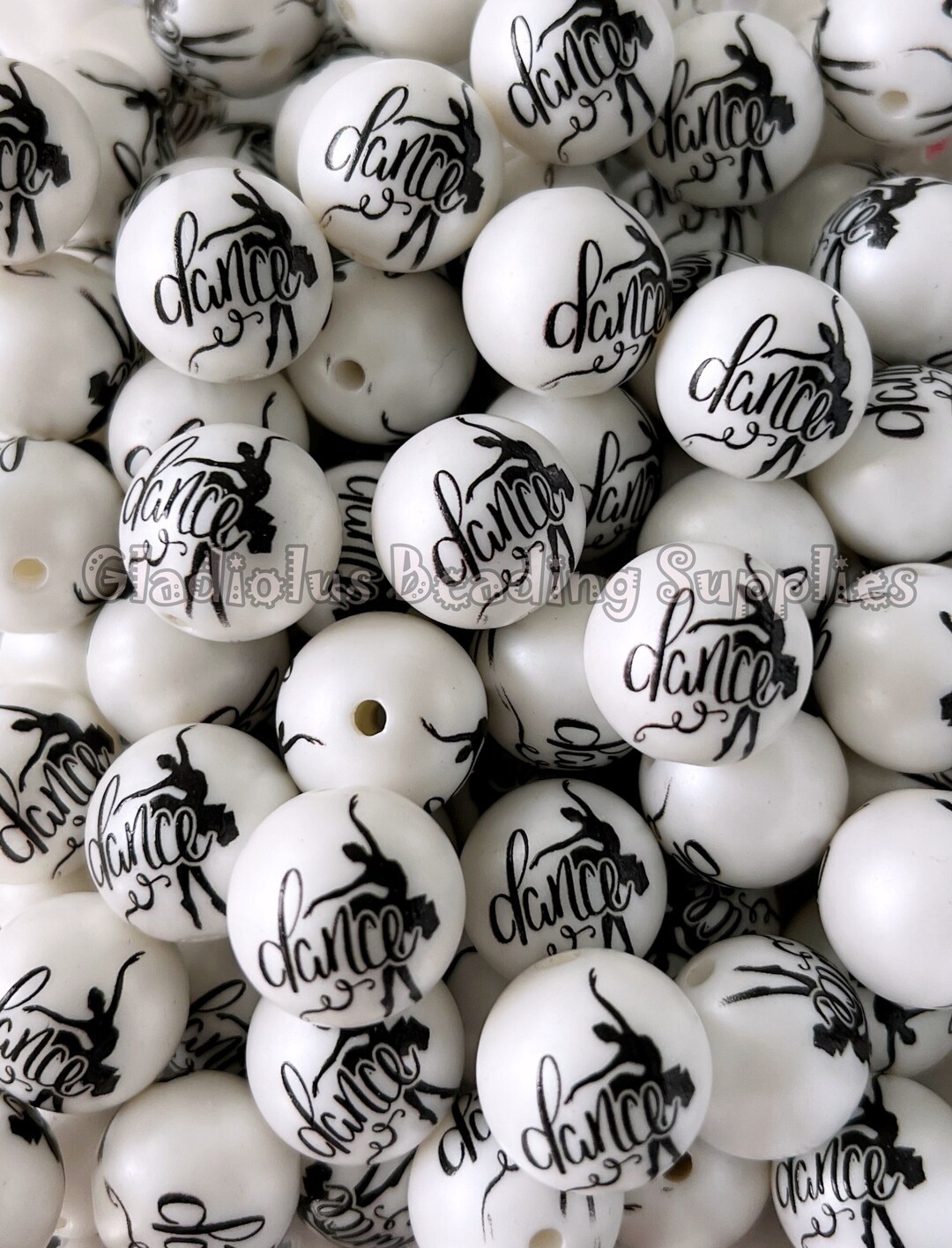 20mm Dance Print Beads, Chucky Bubblegum Beads, Acrylic Matte Gumball ...
