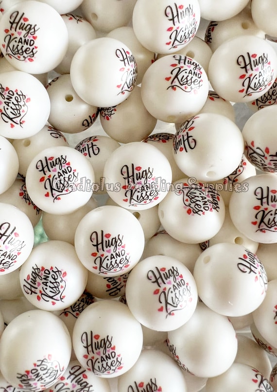 20mm Hugs and Kisses Bead Chucky Bubblegum Beads Acrylic - Etsy