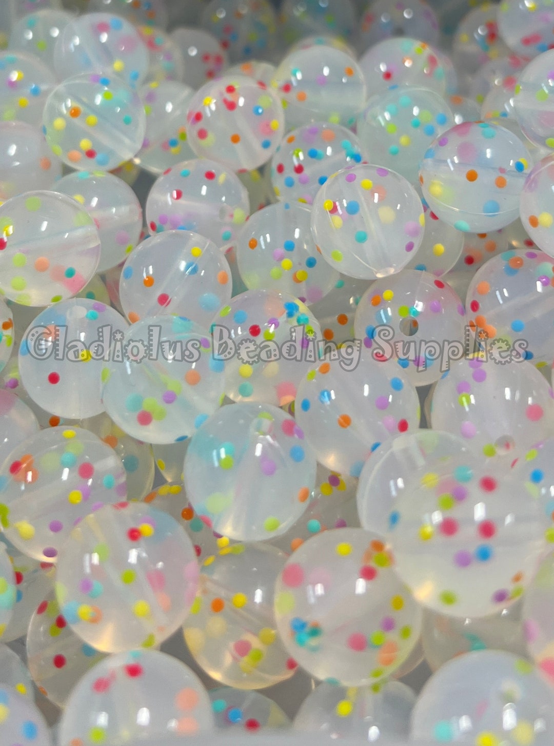 Confetti Silicone Beads, Round Beads, Sprinkles Beads, Glitter Beads ...