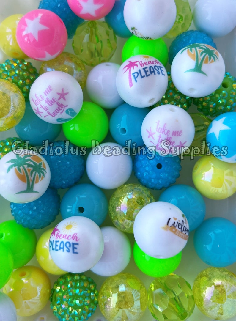 50 Qty 20mm Beads Summer Theme Mixed Set Bubblegum Beads - Etsy