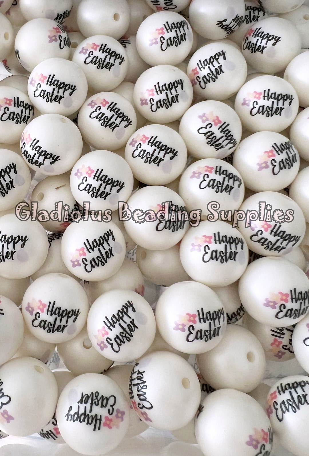 20mm Colorful, Happy Easter Print Beads, Chucky Bubblegum Beads ...