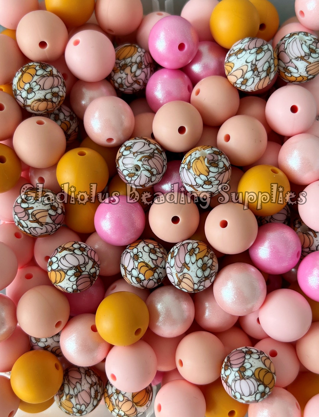 15mm Pumpkin Mixed Beads, Silicone Beads, Flower Mixed Beads, Silicone ...