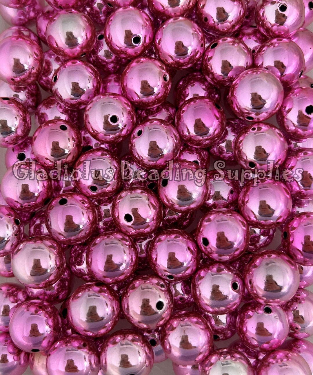 16mm Light Pink UV Beads, UV Beads, Shiny Beads, Bubblegum Beads, Loose ...