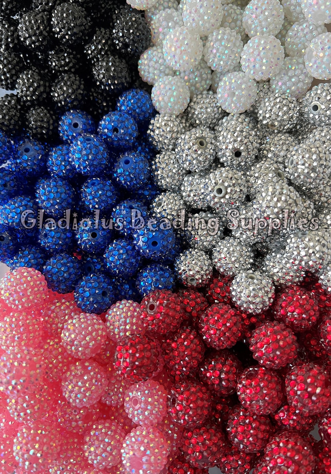 20mm Beads, Rhinestone Bubblegum Beads, Resin Beads in Bulk, Chunky ...