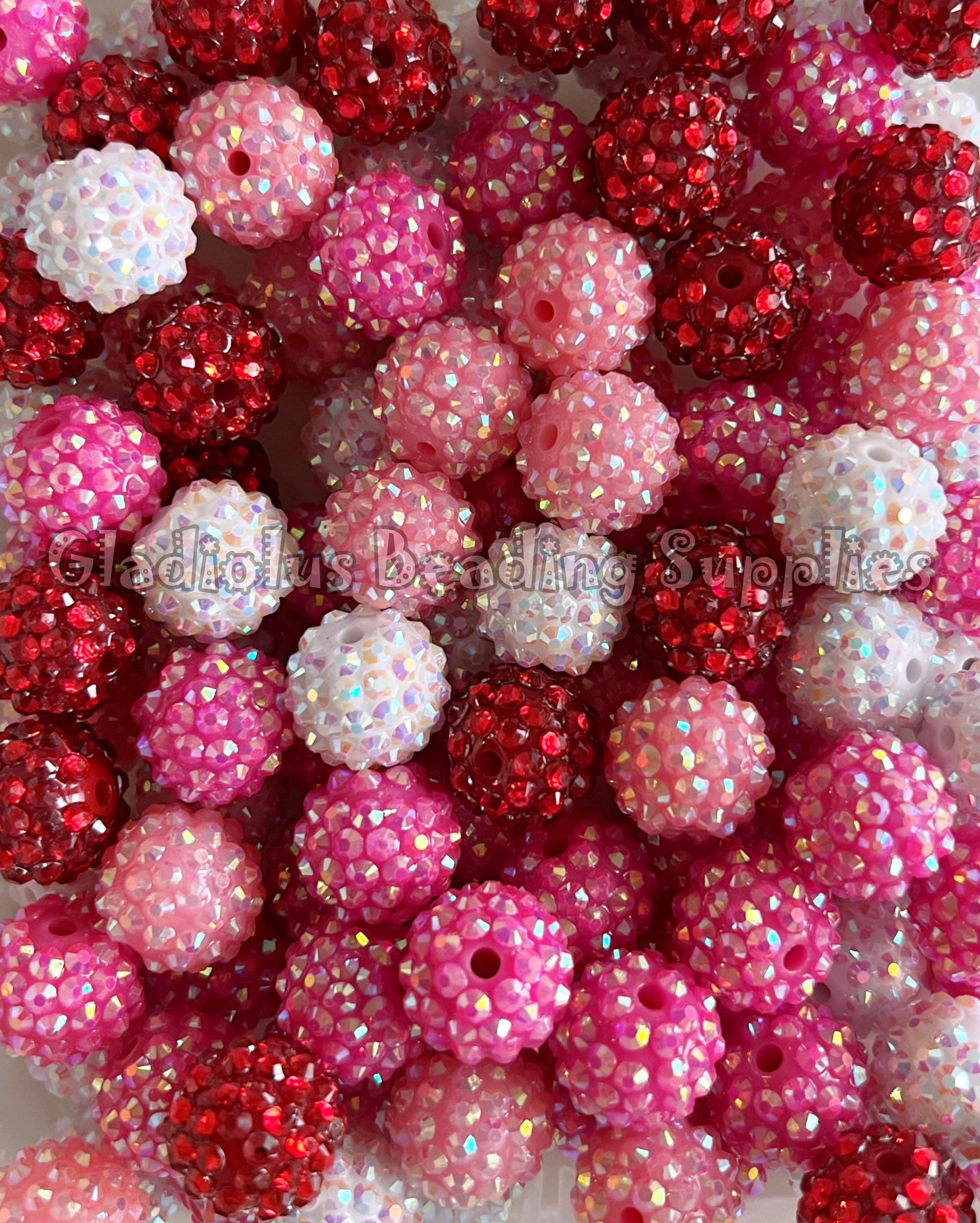 16mm Mixed Valentine Rhinestone Beads, Rhinestone Beads, Bubblegum ...