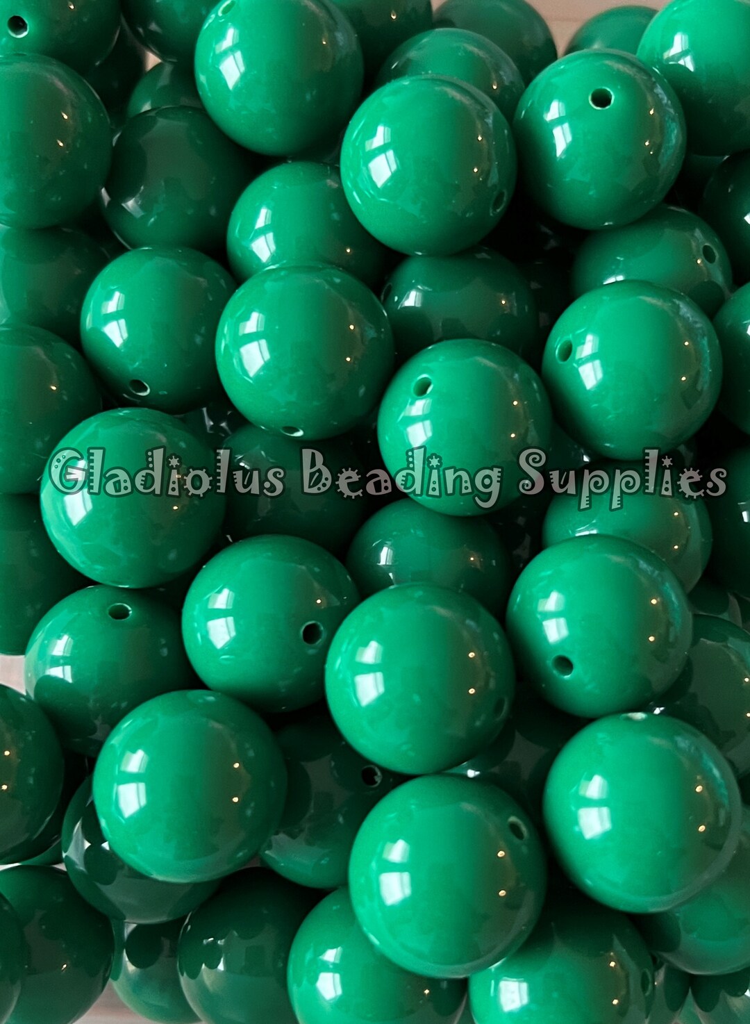 20mm Dark Green, Bubblegum Beads, Acrylic Solid Beads, Chunky Beads ...