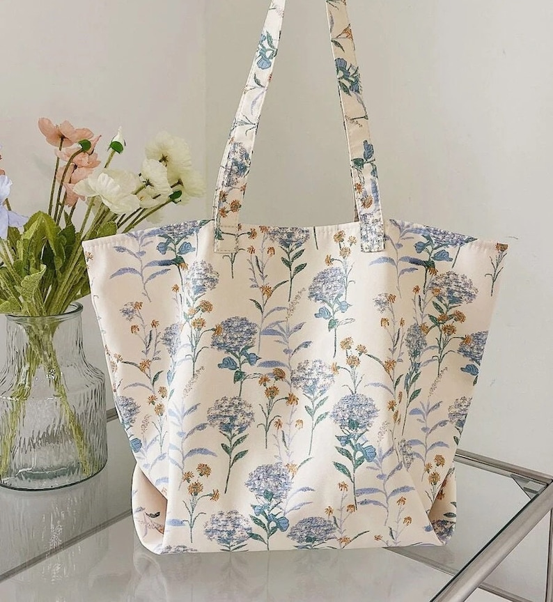 Floral Botanical Tote Bag Nature Pattern Flower Tote Bag - Etsy